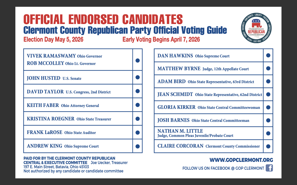 Slate Card / Ballot – Clermont County Republican Party